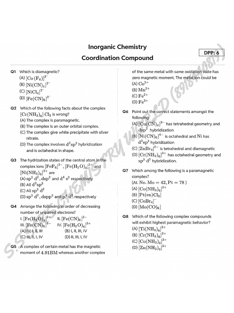 Coordination Compound DPP 06 | PDF