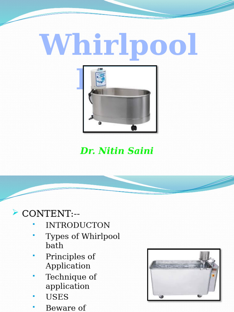 Whirlpool Therapy: Uses and Contraindications | PDF | Physical Therapy ...
