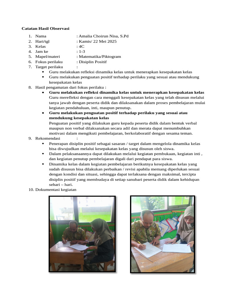 Catatan Hasil Observasi | PDF