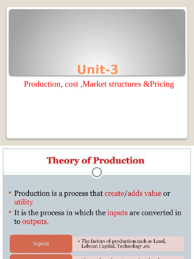 Production, Cost and Market Structure | PDF