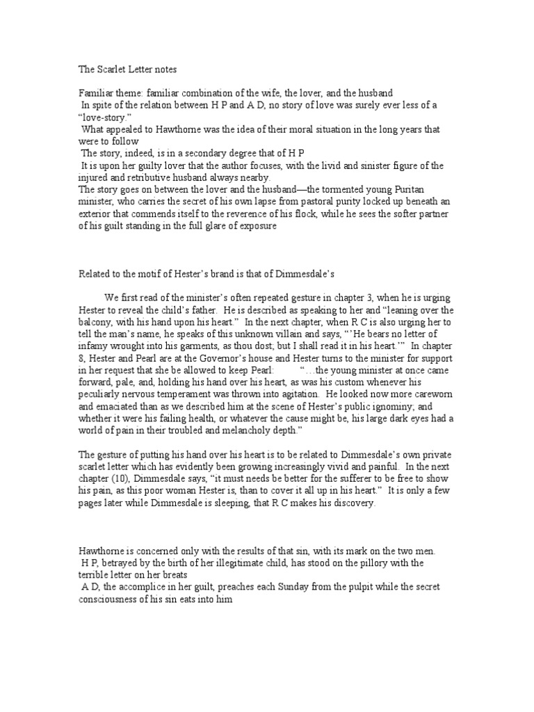 The Scarlet Letter Notes | PDF | The Scarlet Letter | Nathaniel Hawthorne