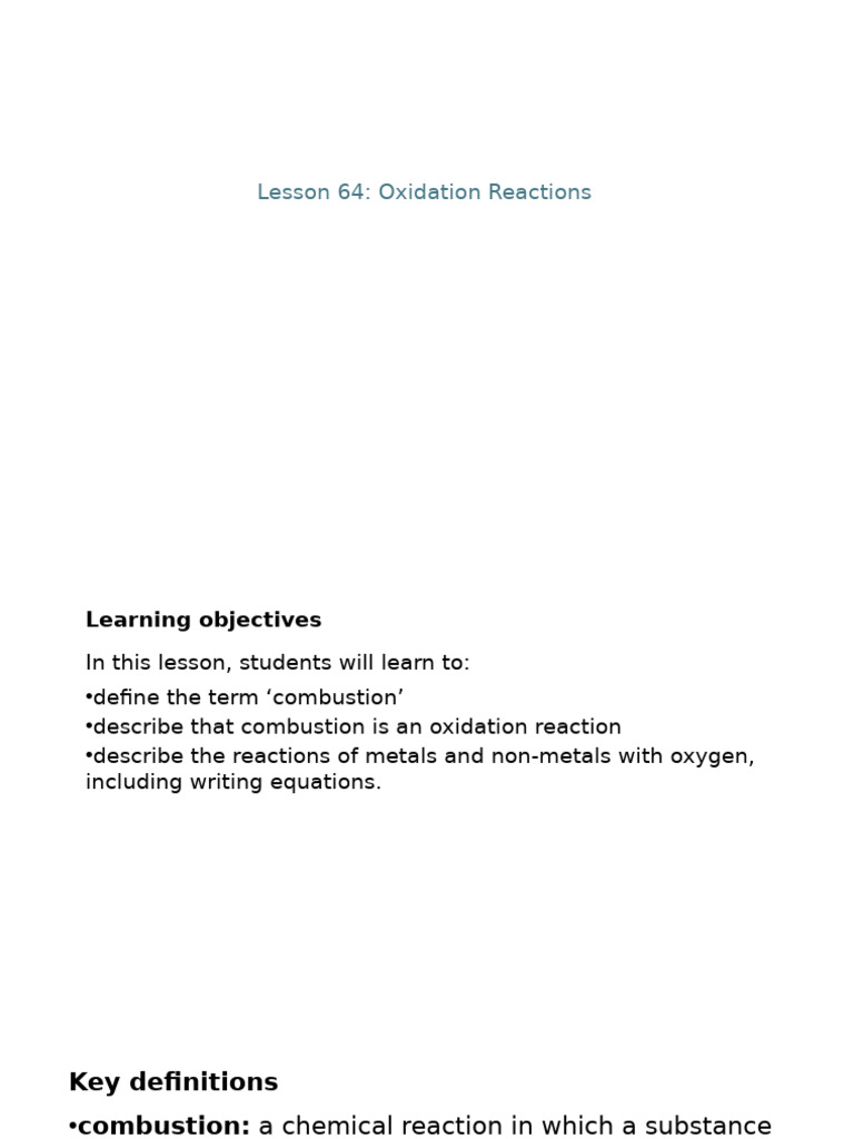 Lesson 64 Oxidation Reactions | PDF
