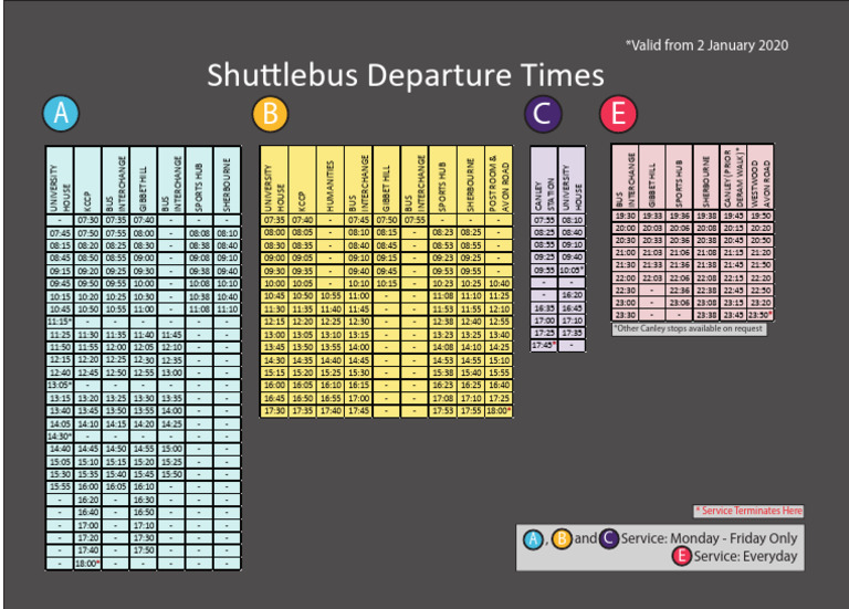 Shuttlebus Timetable Abce 2 Jan | PDF