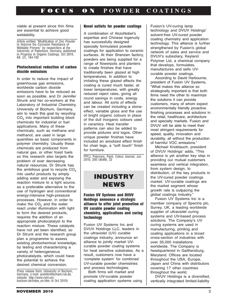 UV Curable Powder Coatings Alliance | PDF | Ultraviolet | Epoxy
