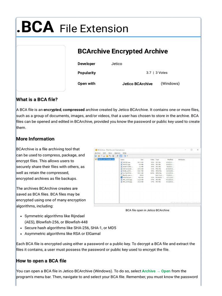 BCA File - What Is A .Bca File and How Do I Open It | PDF