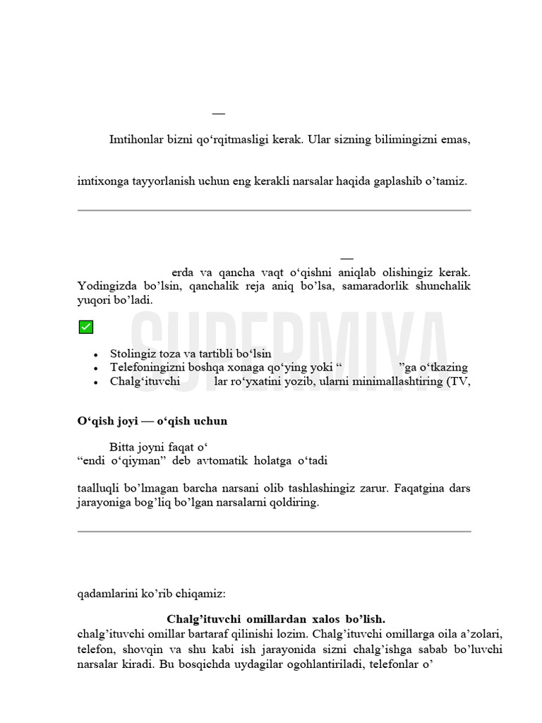 Imtihonga Tayyorlanish | PDF