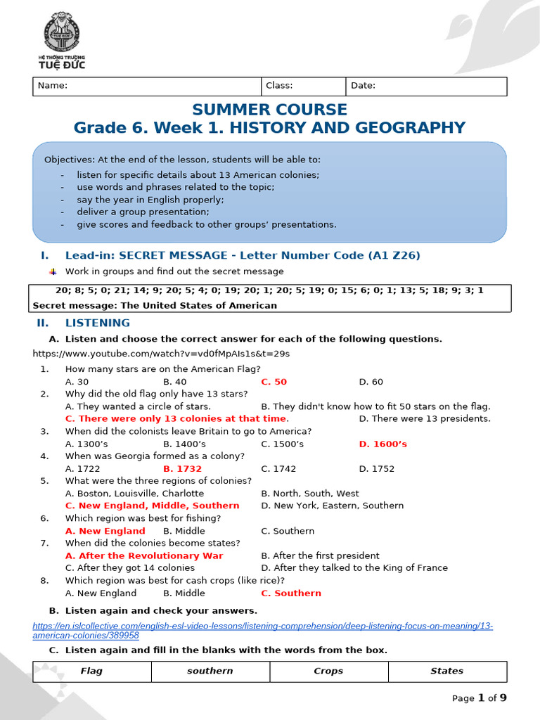 Grade 6 - Handout For Teacher - Week 1 (History and Geography) | PDF ...