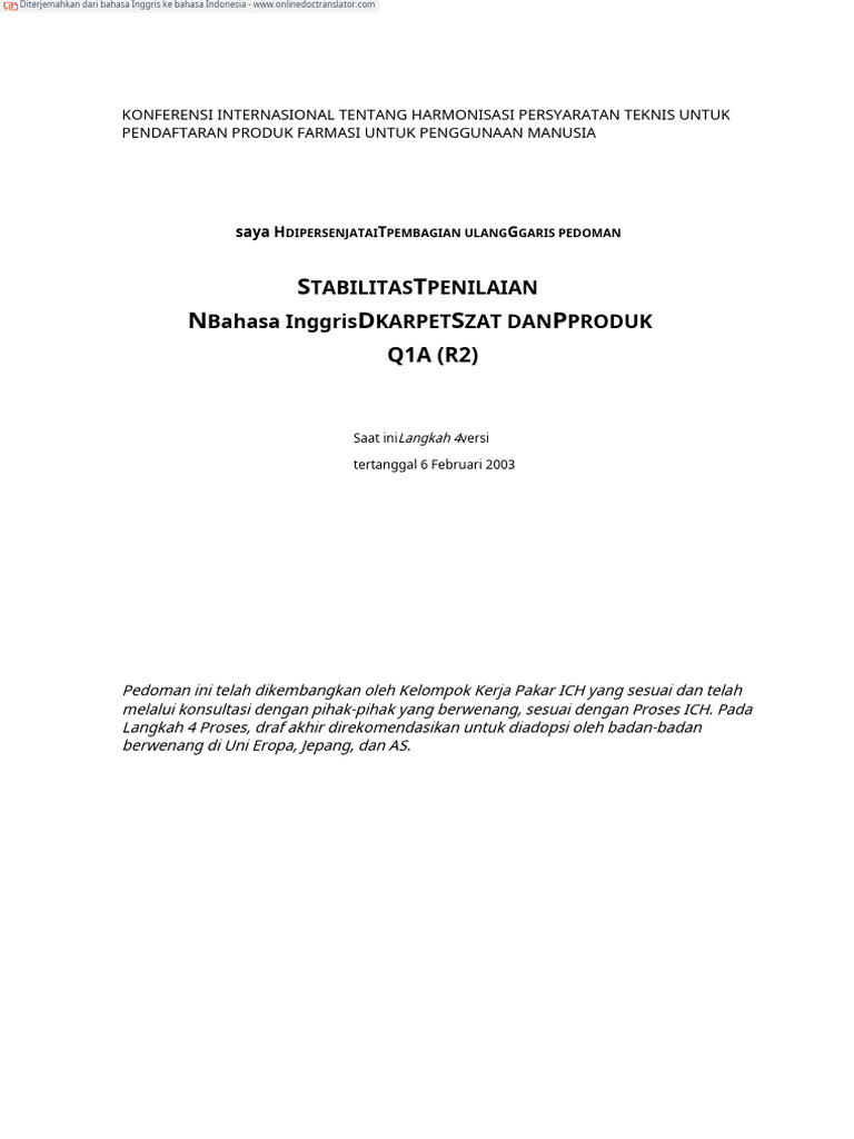 Q1A (R2) Guideline - En.id | PDF