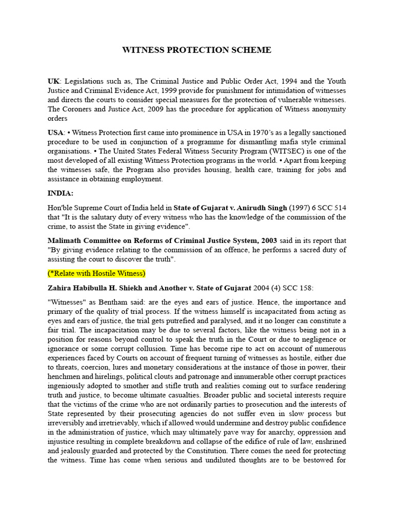 UK and India Witness Protection Overview | PDF | Crimes | Crime & Violence