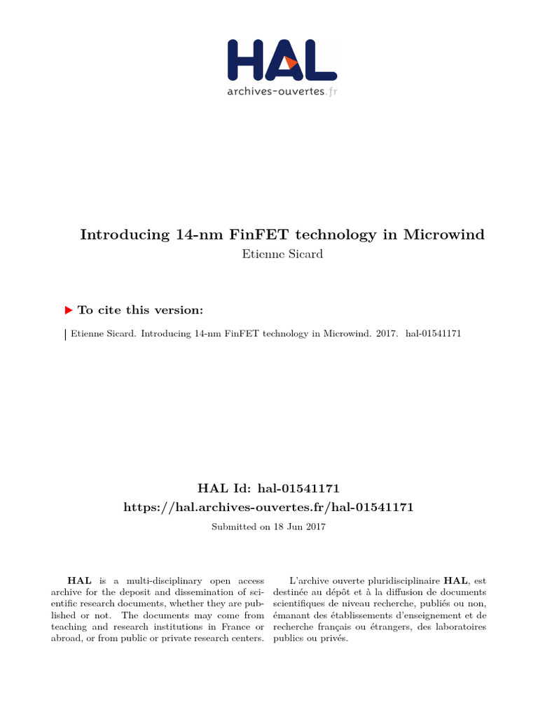 14-nm FinFET Technology in Microwind | PDF | Mosfet | Semiconductor ...