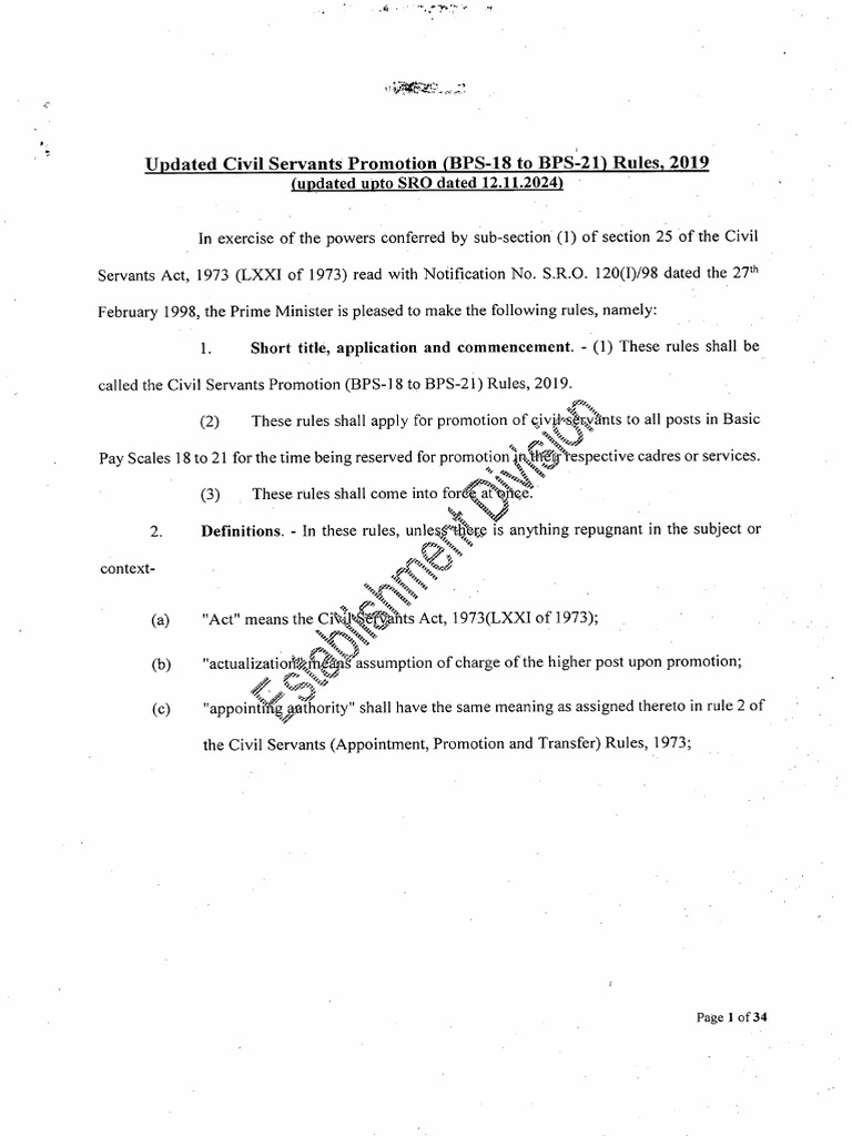 Civil Servants Promotion Rules 2019 | PDF | Government | Justice