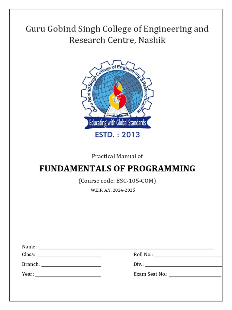 FPL Lab Manual 2024 Part | PDF | Computer Program | Programming