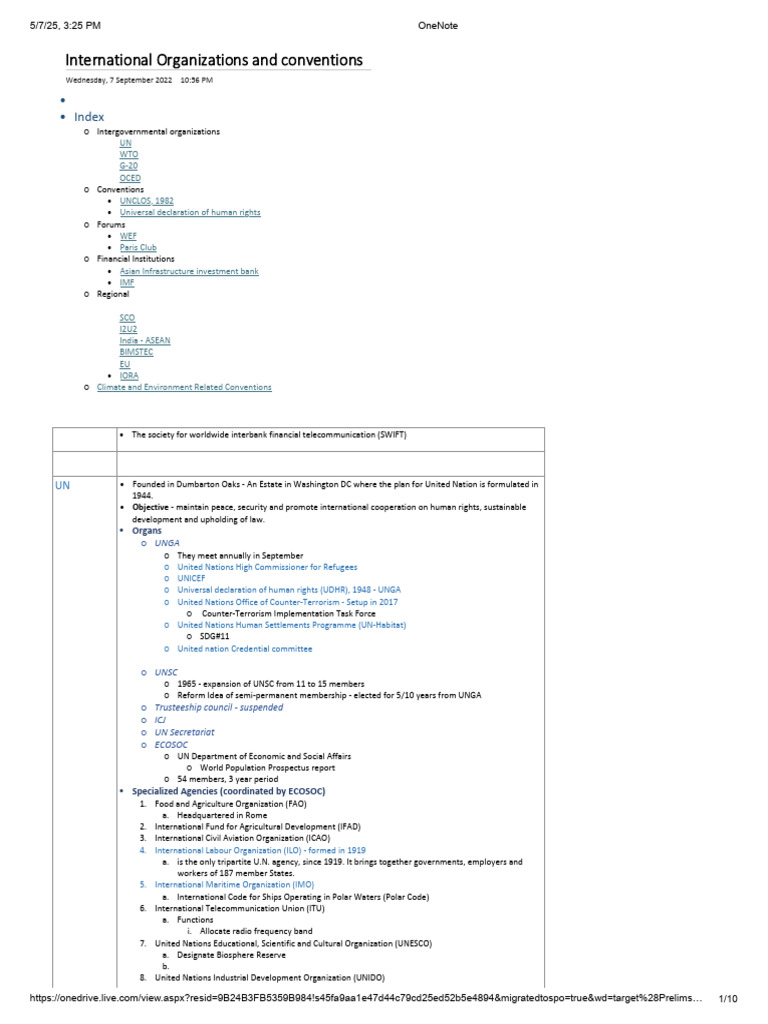 International Organizations and Conven. | PDF | United Nations ...