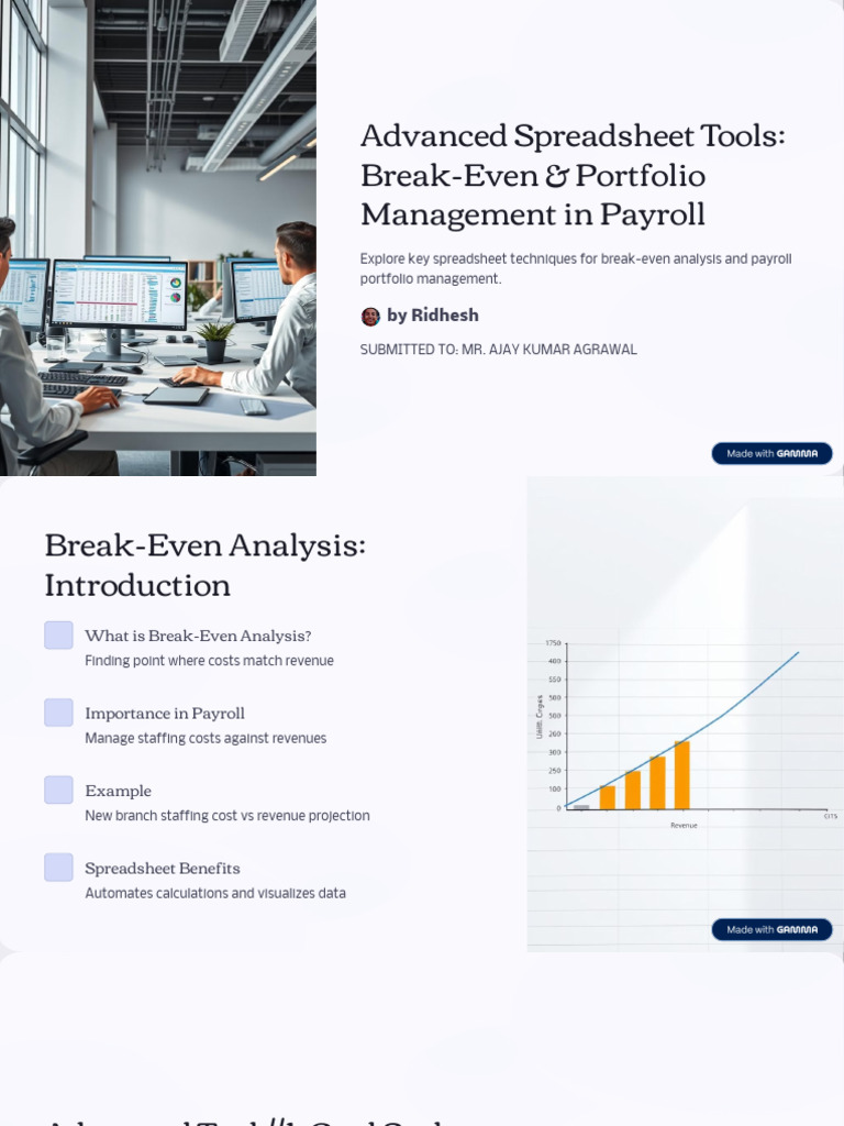 Advanced Spreadsheet Tools Break Even and Portfolio Management in ...