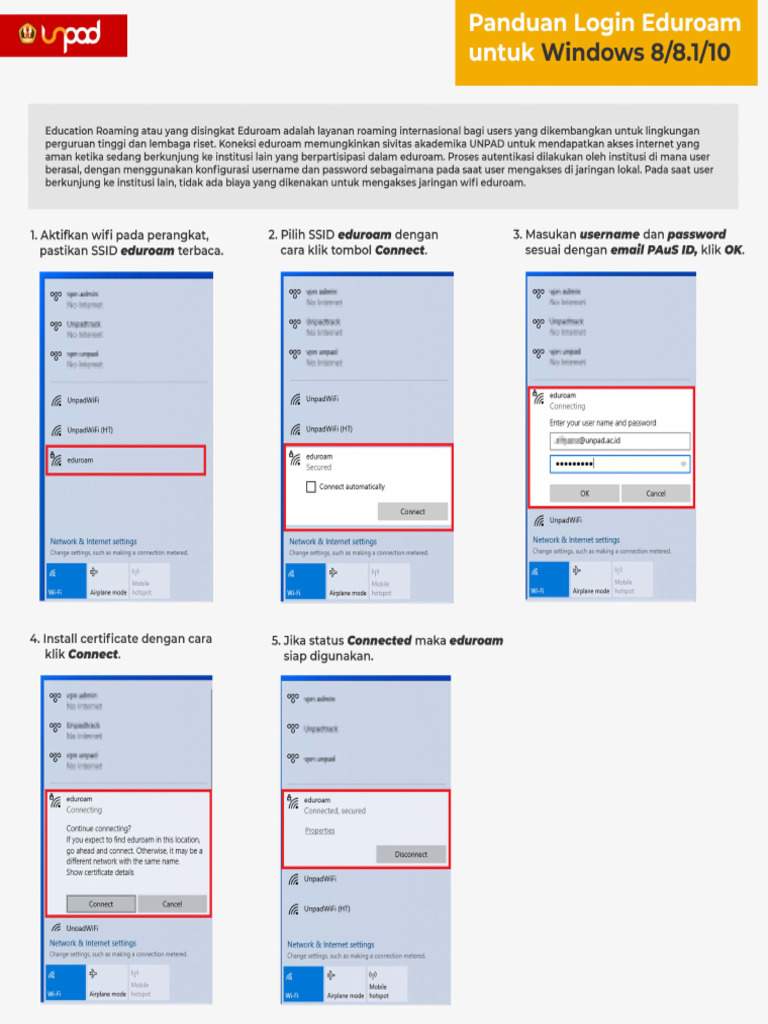 Panduan Login Eduroam Untuk Windows | PDF