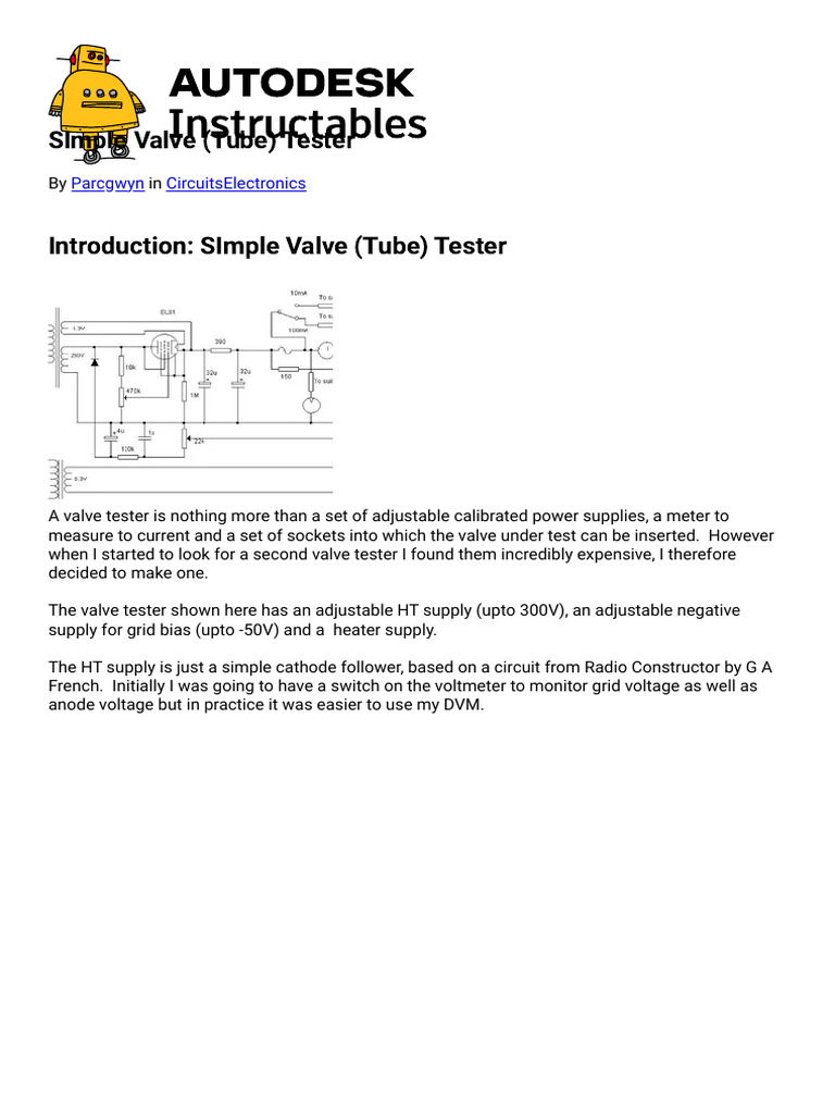 SImple Valve (Tube) Tester - Instructables (1) | PDF