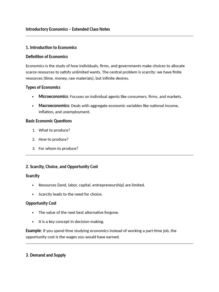 Introductory Economic note 1 | PDF | Demand | Elasticity (Economics)