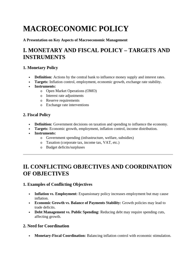 Macroeconomic Policy: Key Strategies Explained | PDF | Fiscal Policy ...