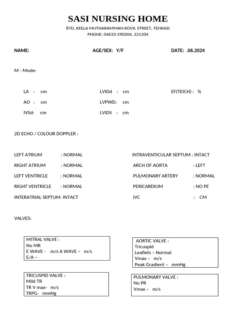Cardiac Echo Report Summary | PDF