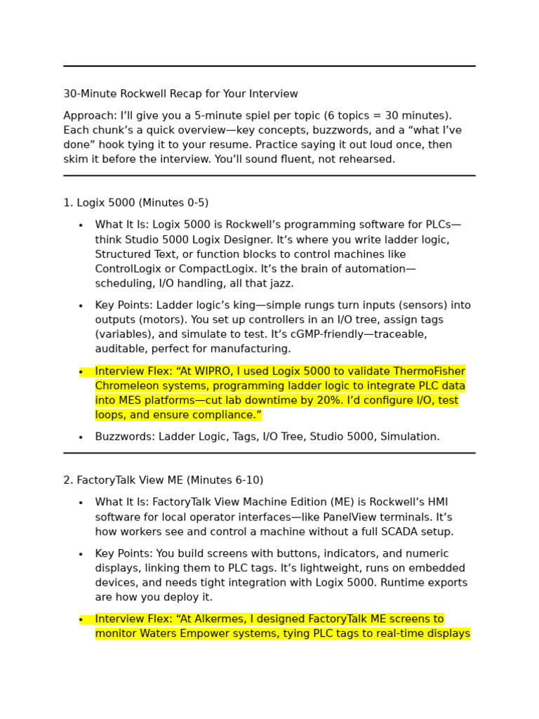 Rockwell Automation Interview Prep Guide | PDF | Programmable Logic ...