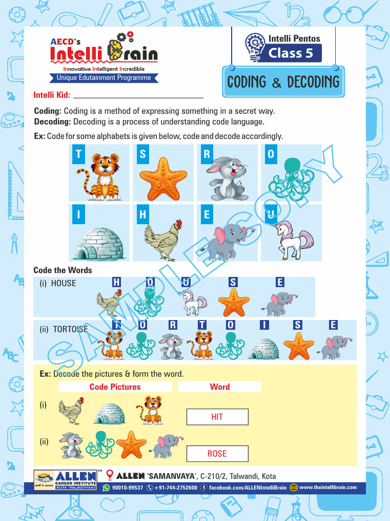 Intelli Pentos Coding & Decoding Class-5 | PDF