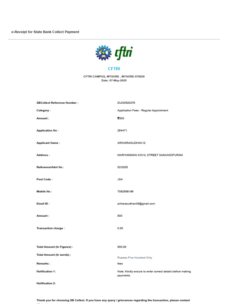 SB Collect Cftri | PDF