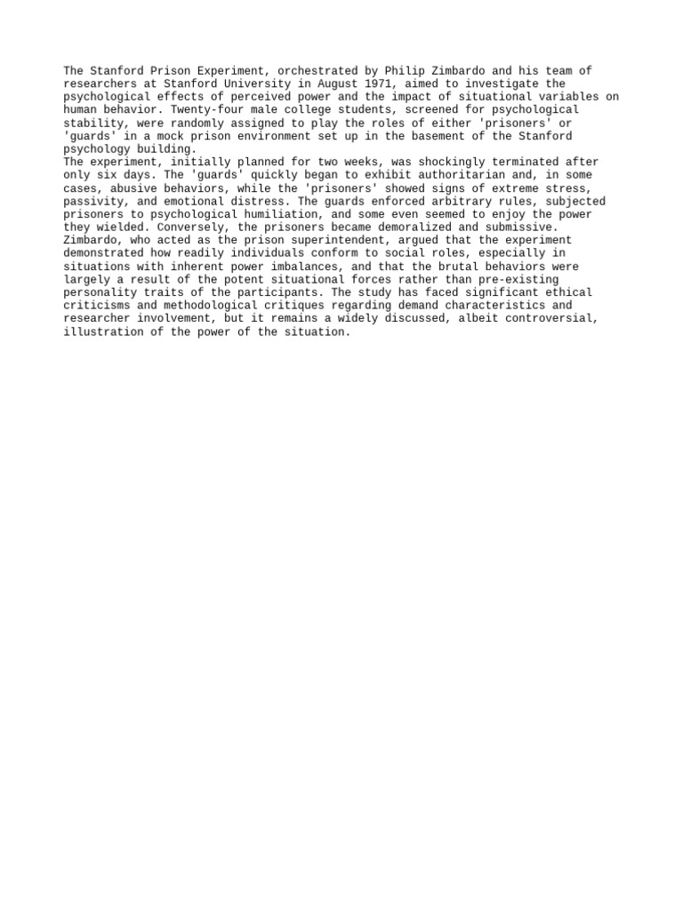 Stanford Prison Experiment Expanded | PDF