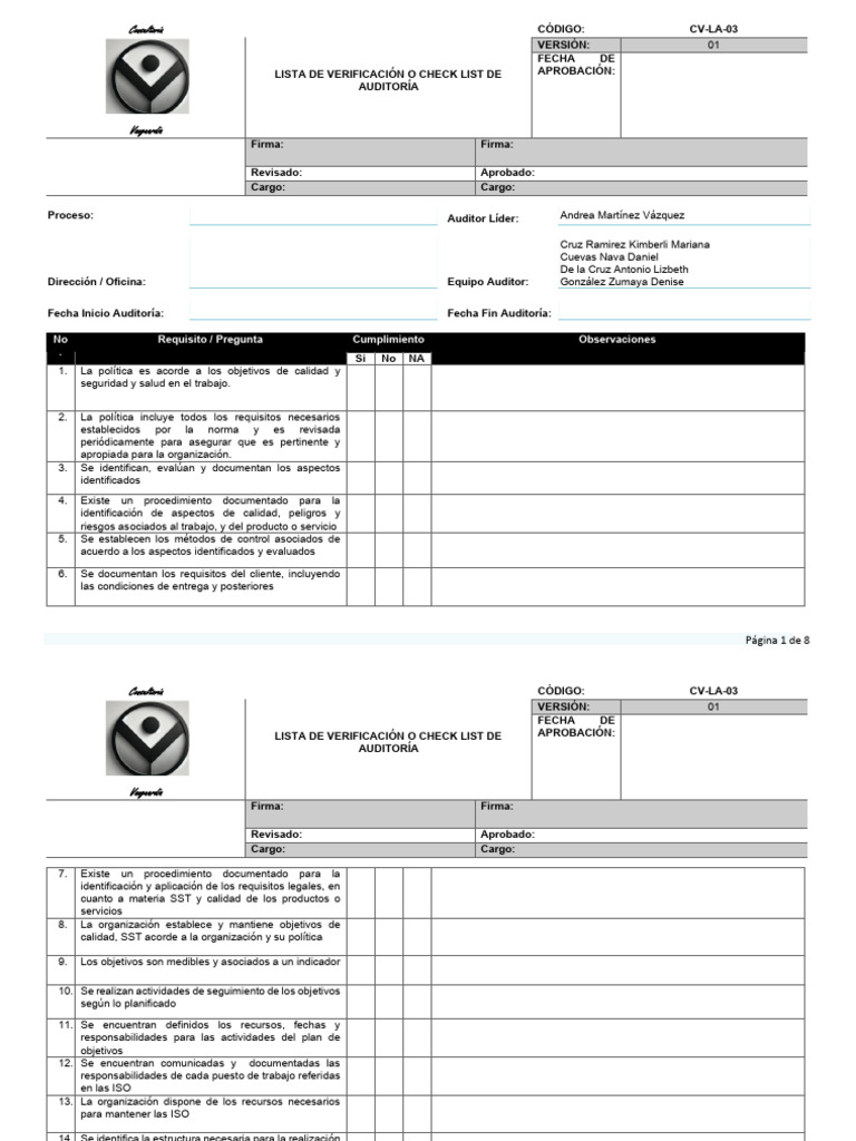 Check List | PDF | Auditoría