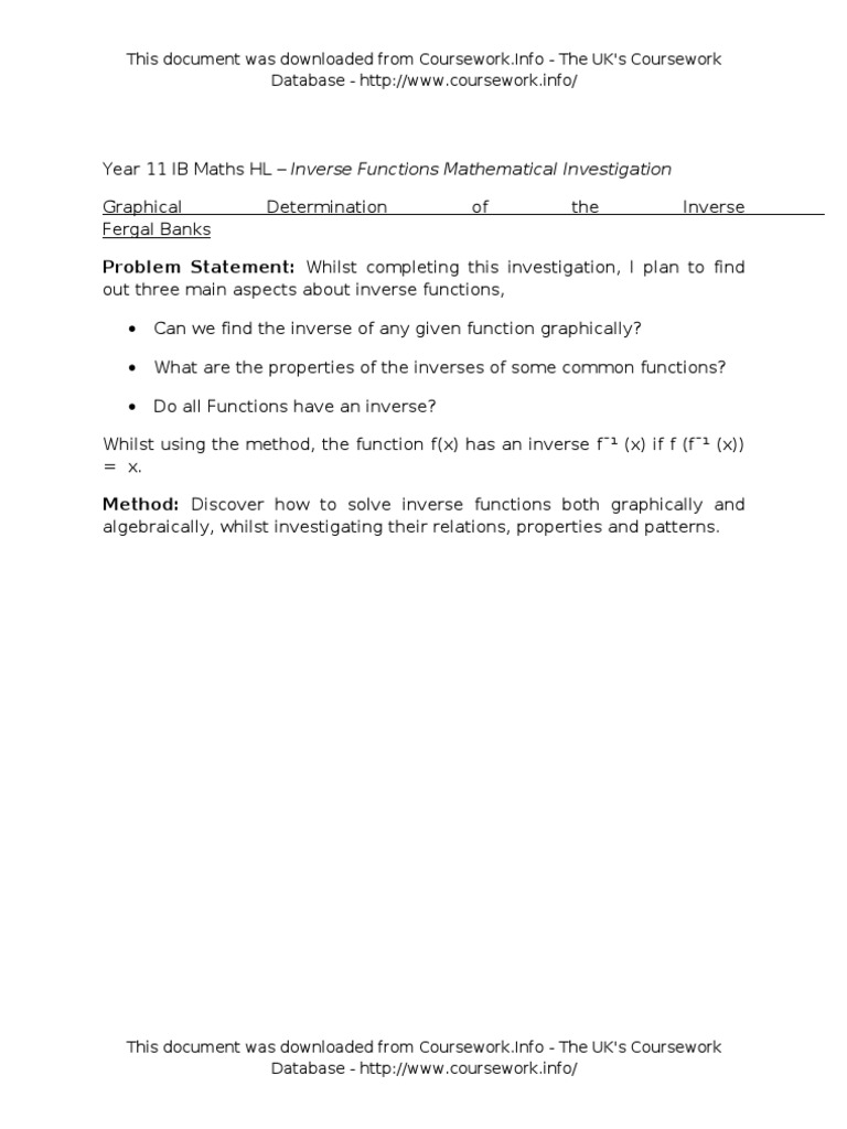 Determination of the Inverse: An Investigation into Graphical and ...