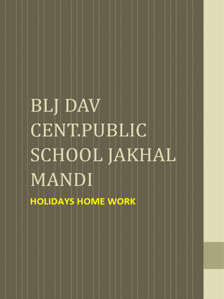 Holidays Home Work | PDF