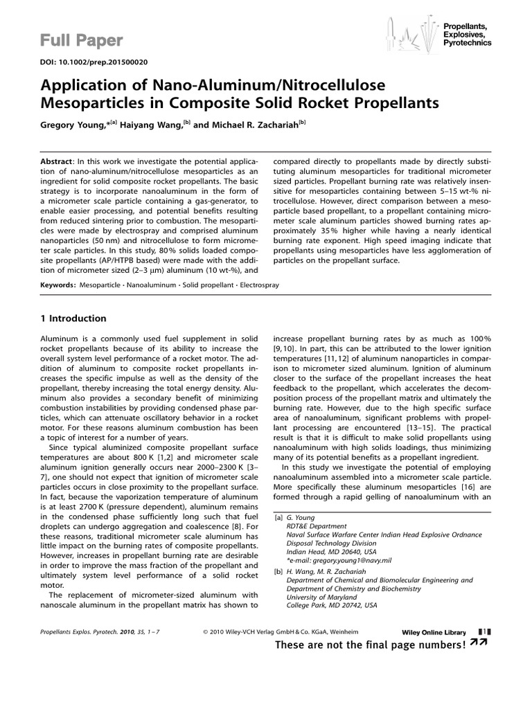 Application of Nano-Aluminum-Nitrocellulose Mesoparticles in Composite ...