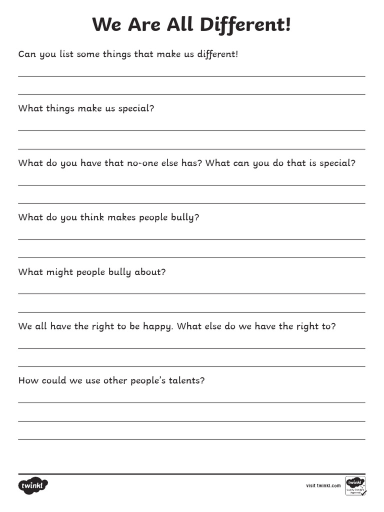 T T 4091 We Are All Different Activity Sheets Ver 1 | PDF