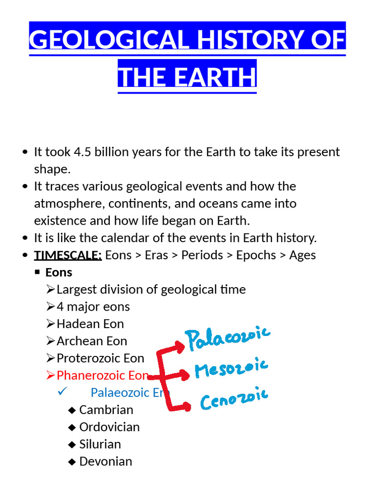 Geological History of The Earth | PDF | Earth | Pleistocene