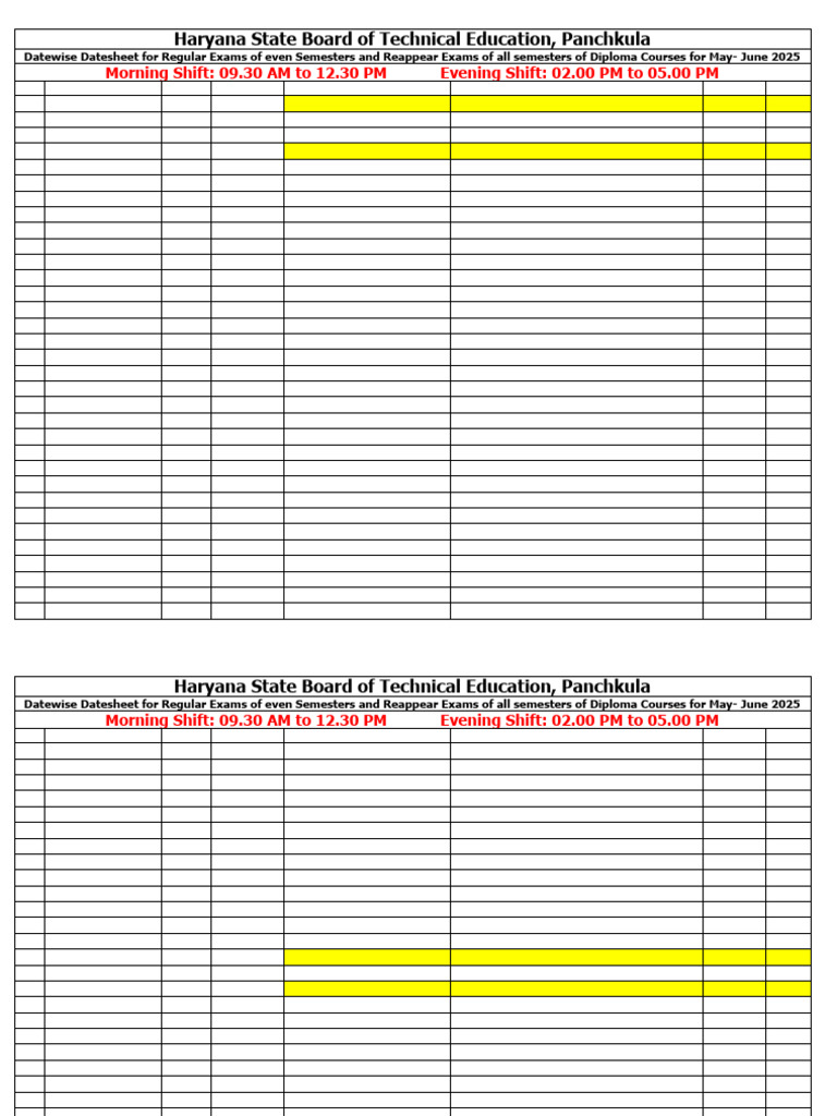 HSBTE Diploma Exam Dates May 2025 | PDF | Mechanical Engineering ...