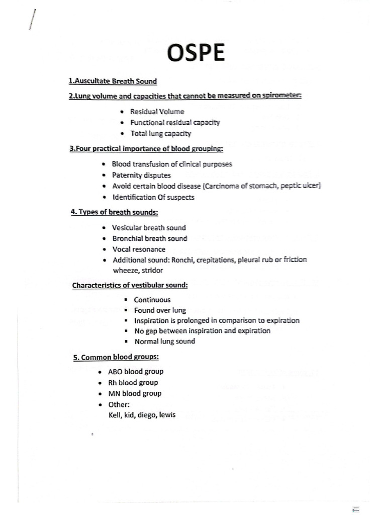 Physiology OSPE Final | PDF