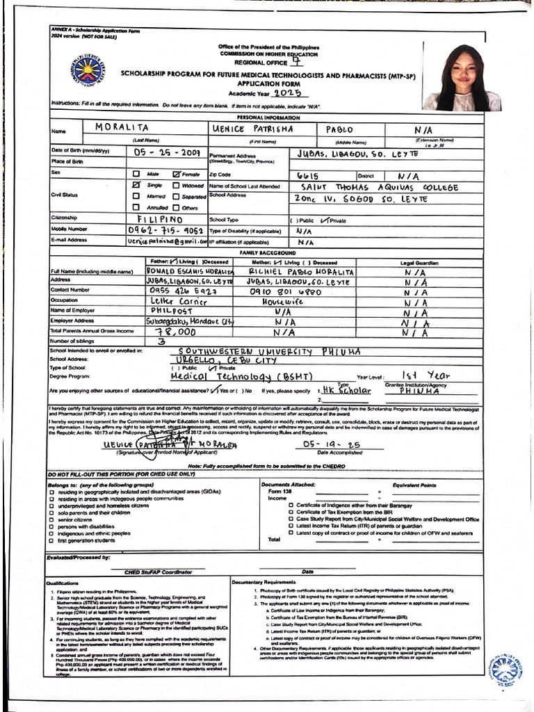 Sample Application Form | PDF