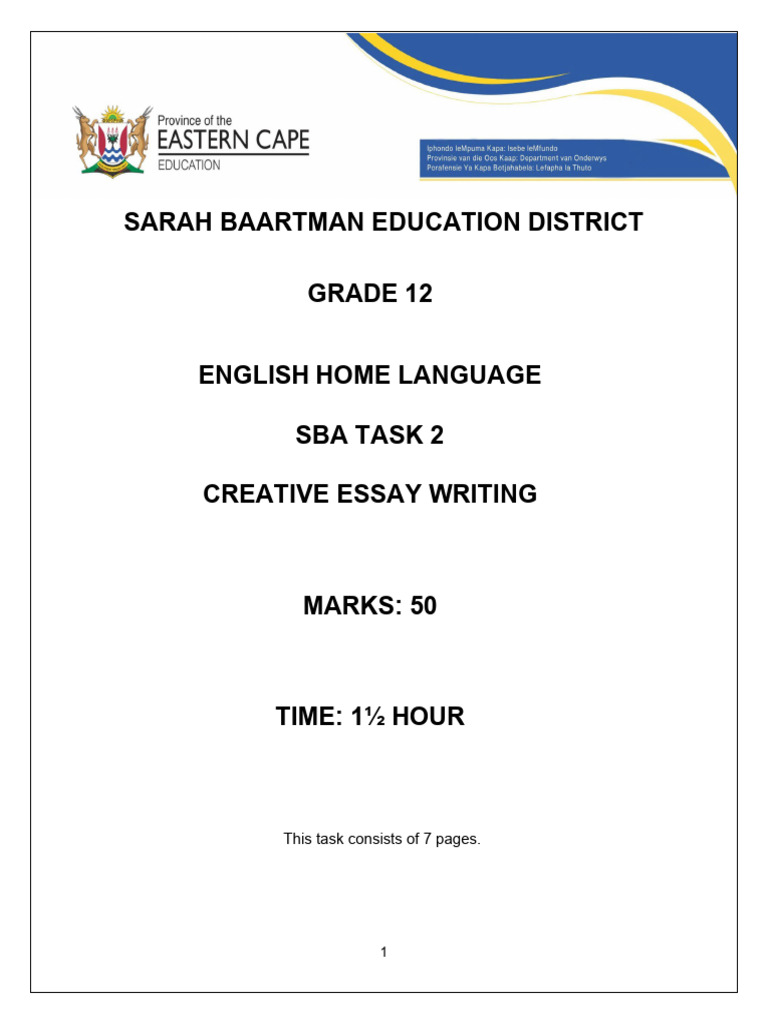 Grade 12 Ehl Essay Task 2 | PDF | Essays | Mind