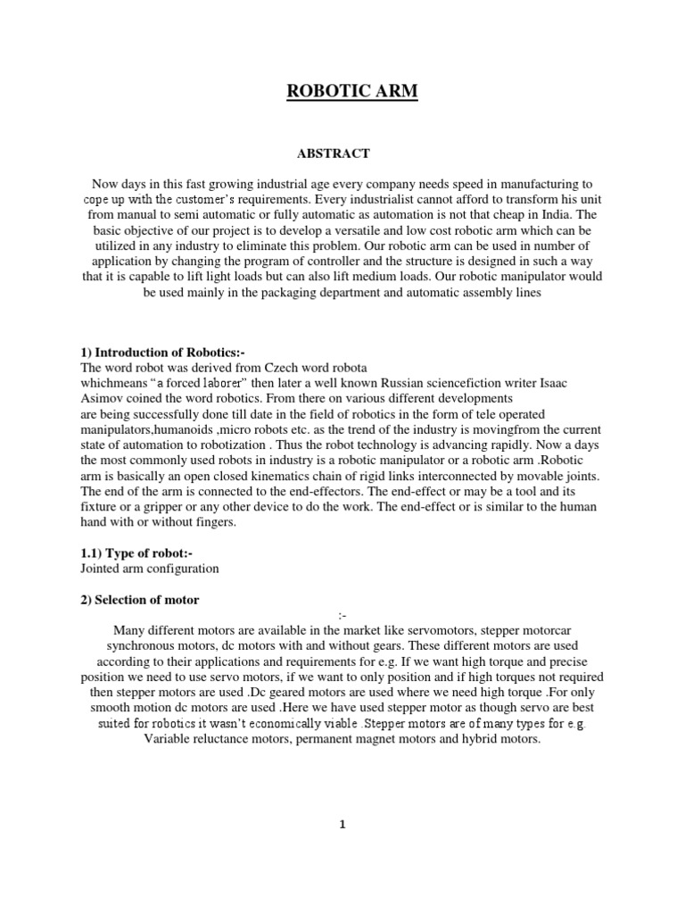 Robotic Arm | PDF | Cast Iron | Electric Motor