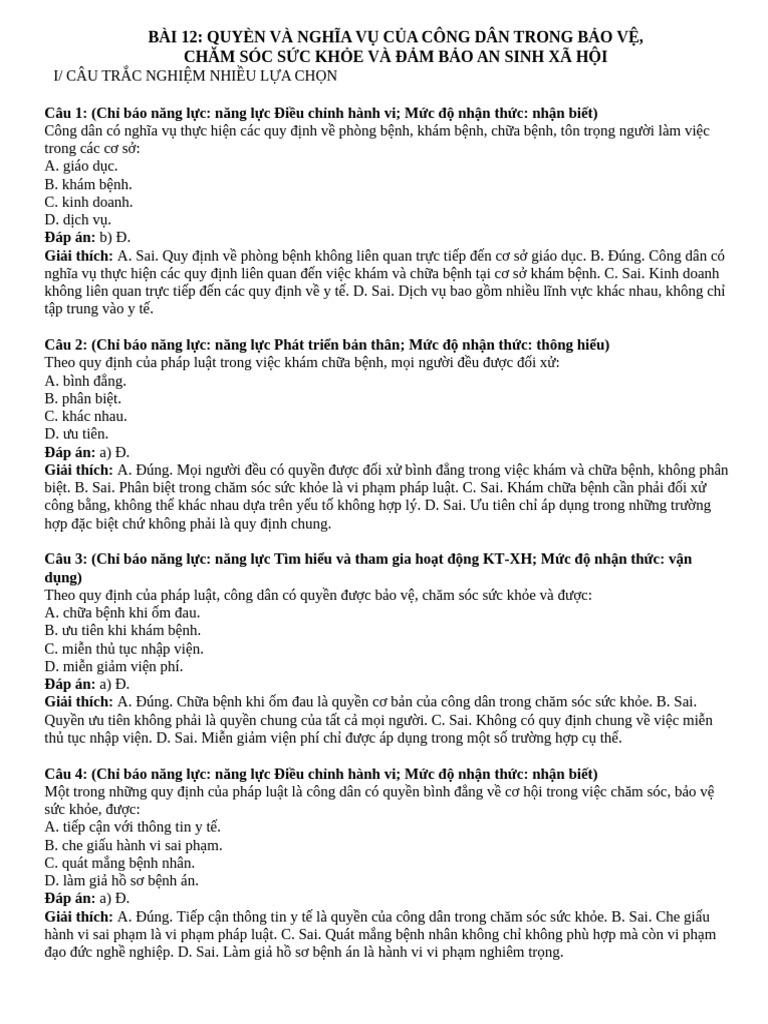 bài tập bài 12 k12 | PDF