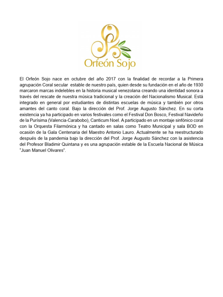 Reseña Orfeon Sojo | PDF