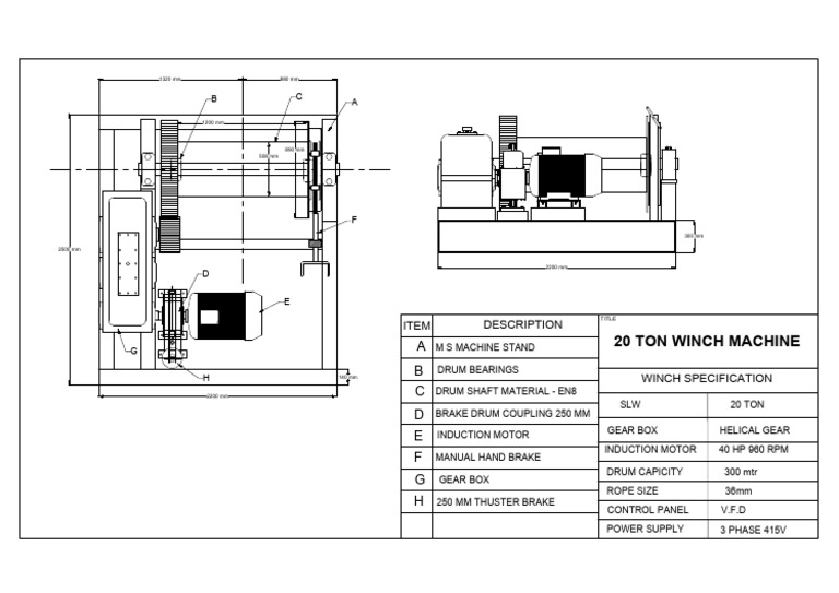 20 Ton Electric Winch Specifications | PDF | Motor Vehicle | Mechanical ...
