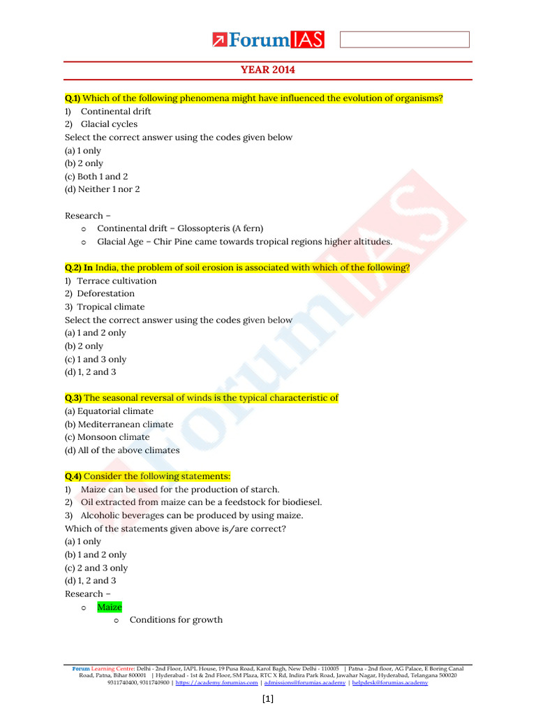 Geography PYQ Discussion 2014 2023 | PDF | Tide | Coast