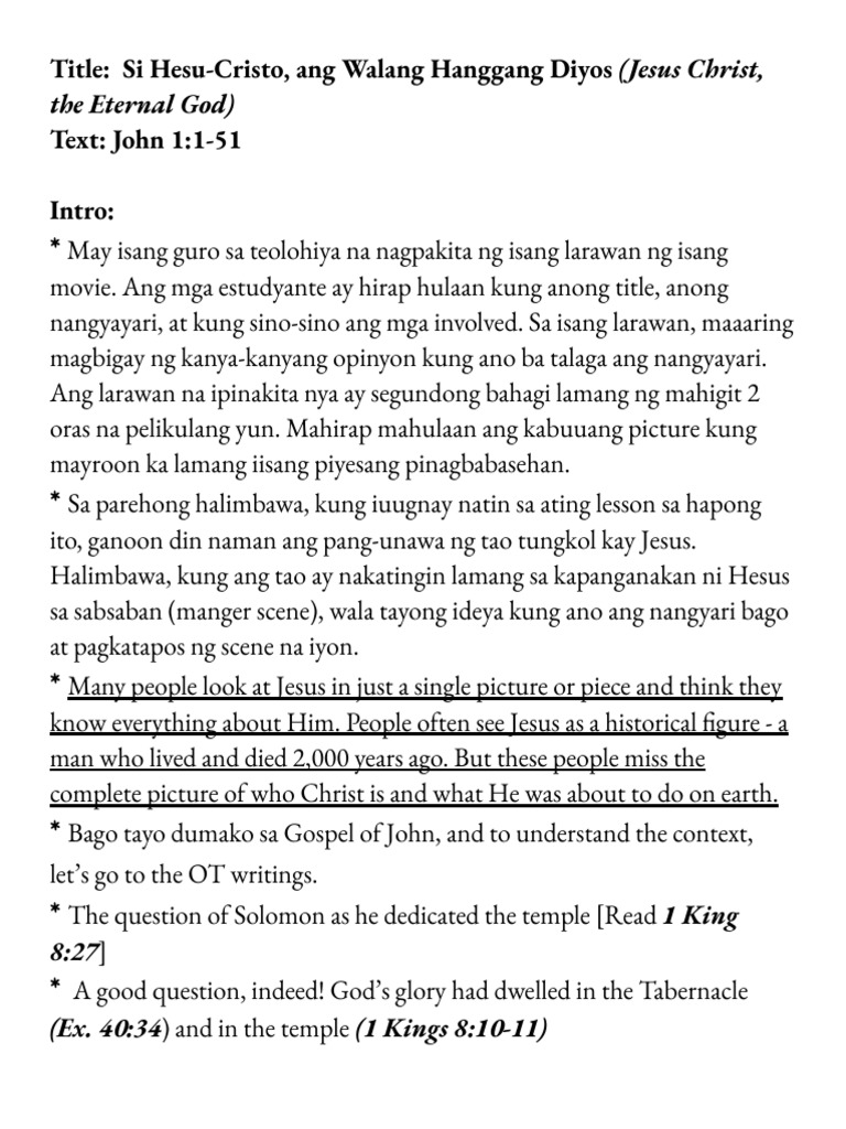 Jesus Christ The Eternal God | PDF | Gospel Of John | Jesus