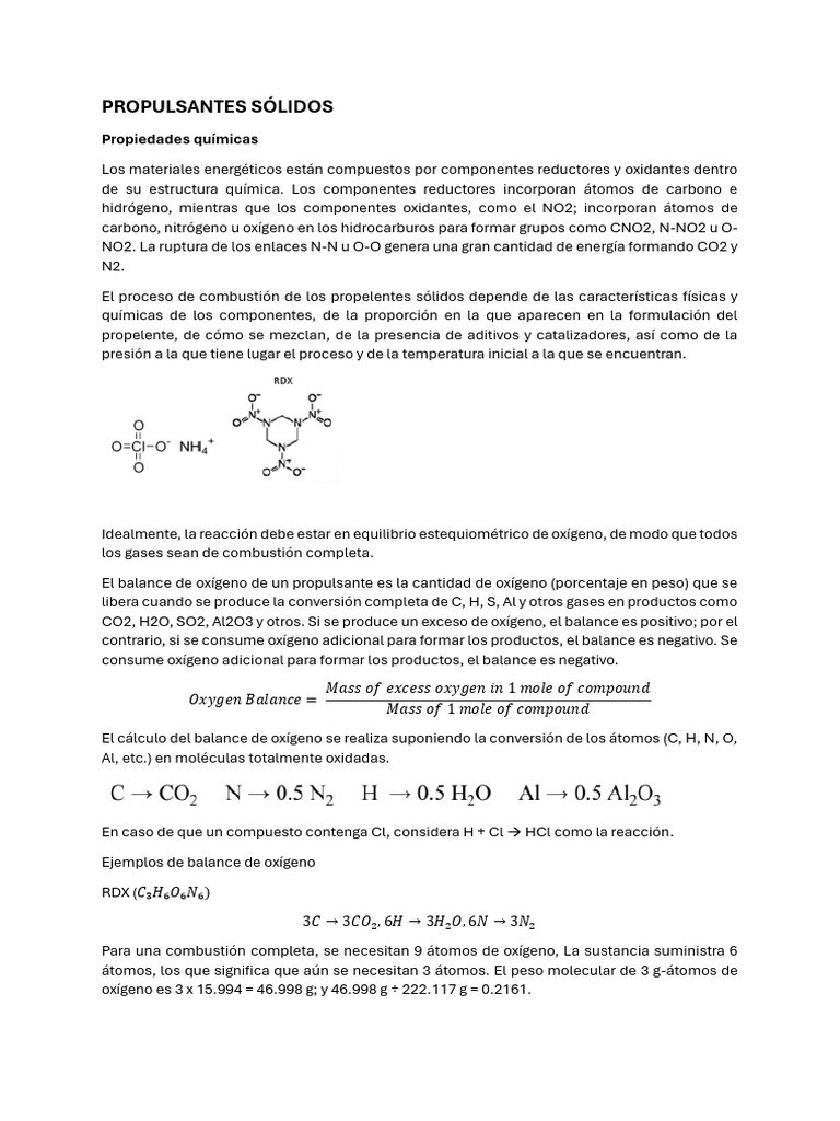 Propulsores Sólidos: Composición y Clasificación | PDF | Motor de ...