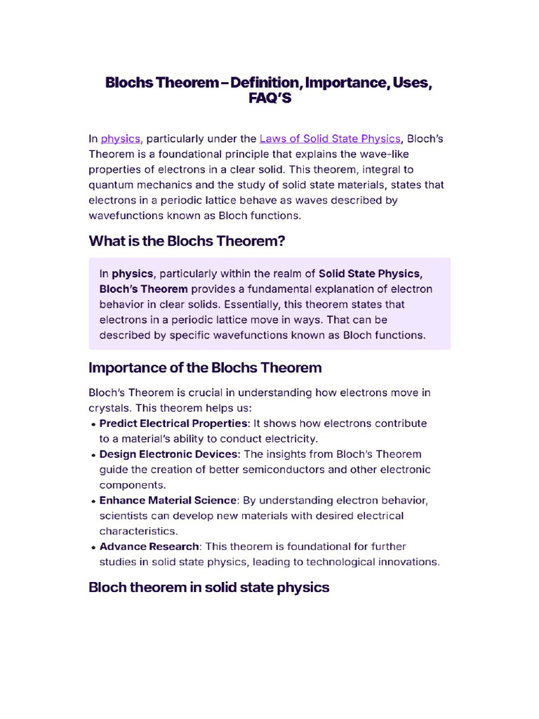 Blochs Theorem | PDF