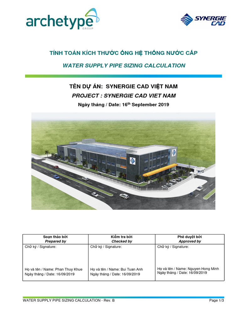Syn Cal DD Me Ge PL 0002 B Water Supply Pipe Sizing Calculation | PDF