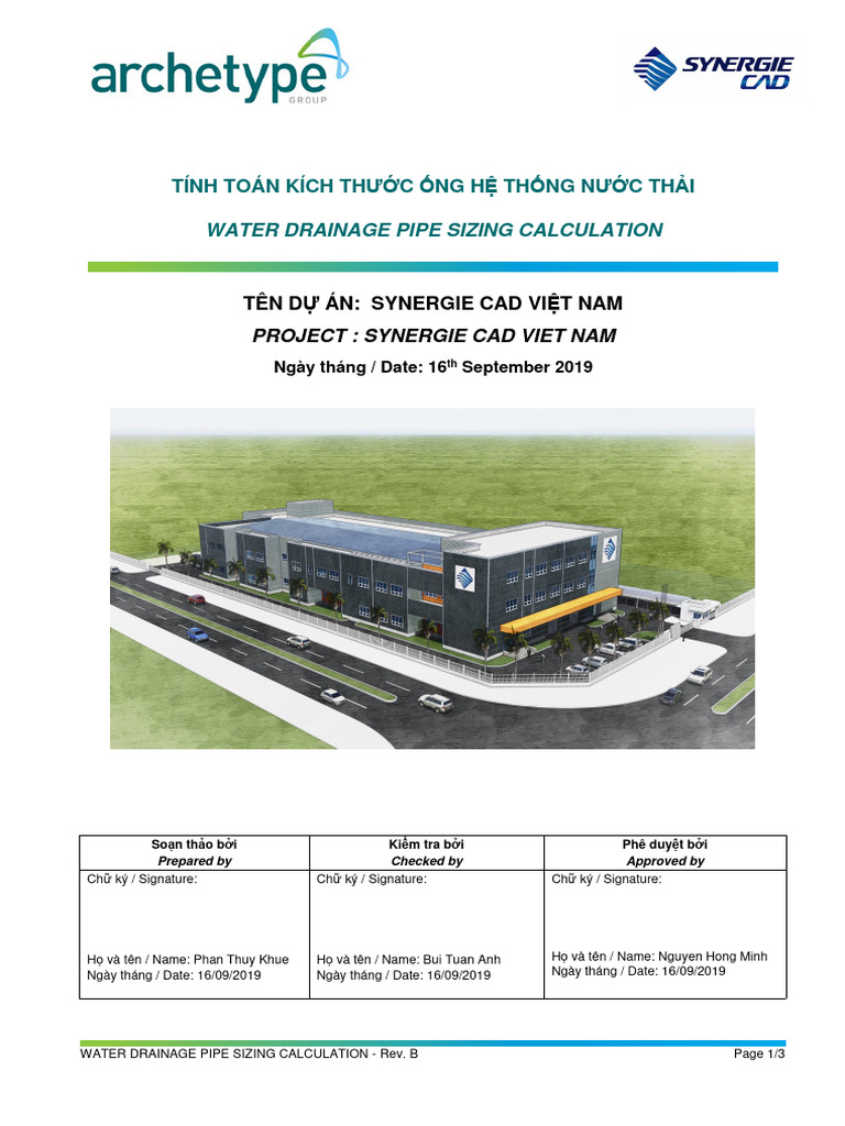 Syn Cal DD Me Ge PL 0003 B Water Drainage Pipe Sizing Calculation | PDF