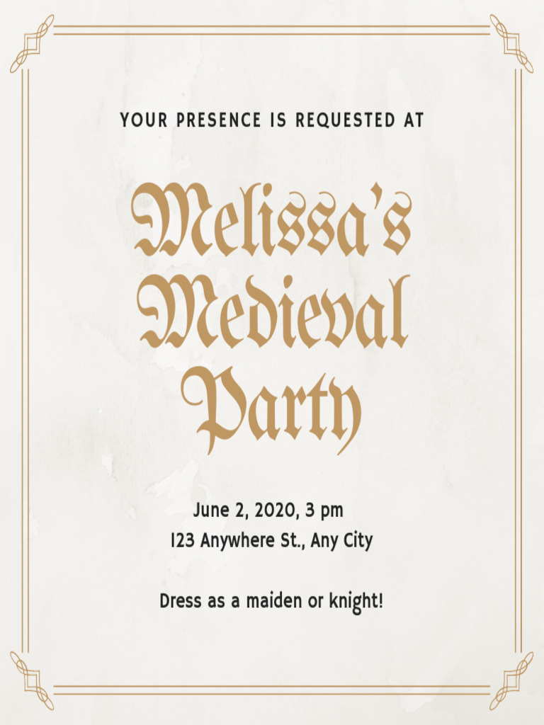 Gold Classic Bordered Medieval Invitation | PDF
