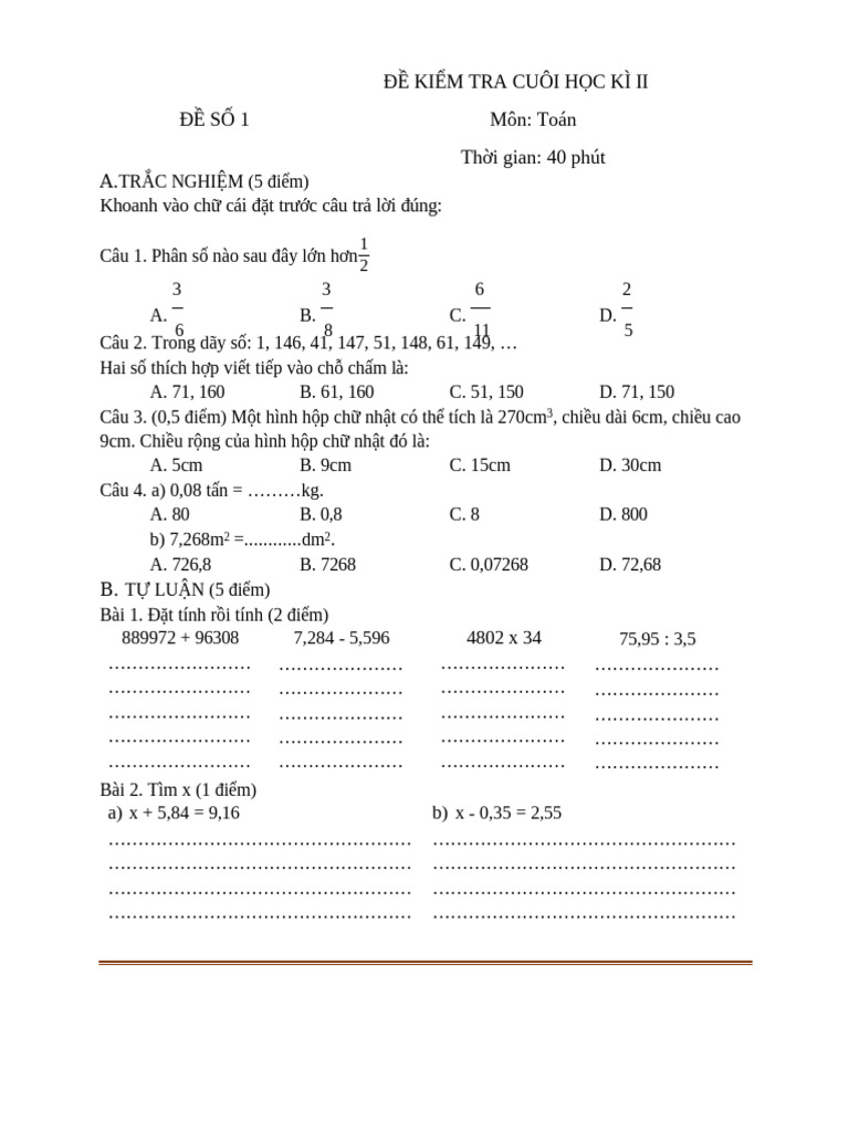 10 ĐỀ THI TỔNG HỢP HỌC KÌ 2-Dapan | PDF
