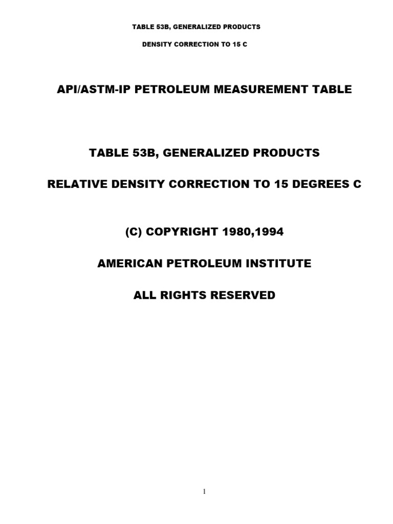 ASTM Table For Density Conversion | PDF